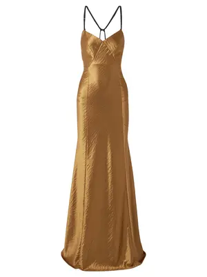 JASON WU Paneled Hammered-satin Gown - Gold