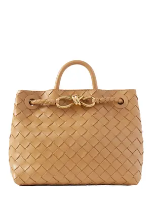 Bottega Veneta Andiamo Small Embellished Intrecciato Leather Shoulder Bag - Brown