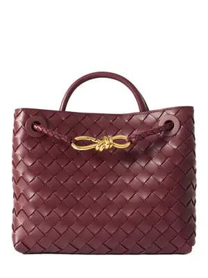 Bottega Veneta Andiamo Small Embellished Intrecciato Leather Shoulder Bag Burgundy