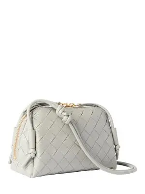 Bottega Veneta Concert Pouch Intrecciato Leather Shoulder Bag - Gray