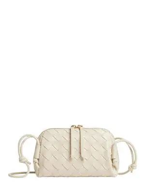 Bottega Veneta Concert Pouch Intrecciato Leather Shoulder Bag - Neutrals