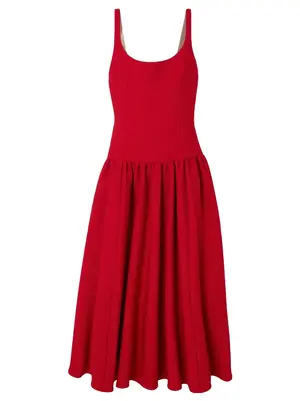 EMILIA WICKSTEAD Galen Cloqué Midi Dress - Red