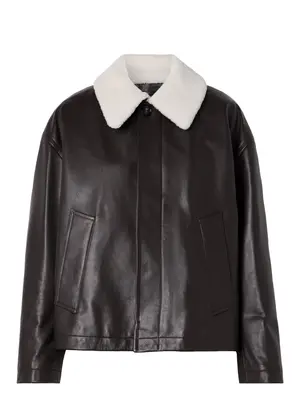 Bottega Veneta Shearling-trimmed Leather Jacket - Brown