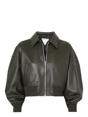 Bottega Veneta Bottega Veneta Leather Bomber Jacket Green