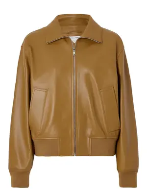 Bottega Veneta Bottega Veneta Leather Bomber Jacket Light Brown