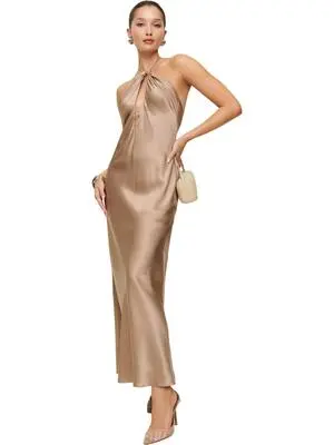 REFORMATION Yesenia Silk Maxi Dress - Macadamia