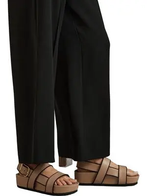 REISS Samantha Leather Platform Sandals - Tan