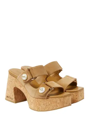 JIMMY CHOO Fayence 95 Platform Mules - Beige