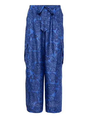 Zimmermann Ottie Paisley Silk Habotai Pants - Blue