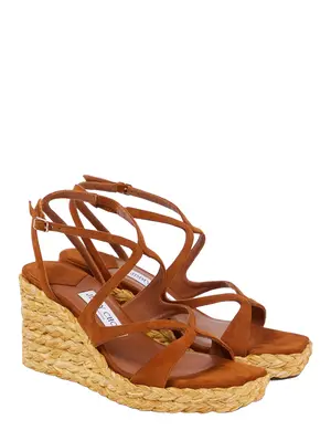 JIMMY CHOO Ayla Espadrille Wedges - Brown