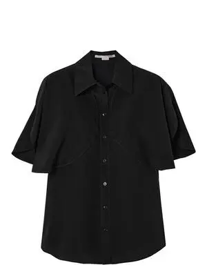 Stella McCartney Paneled Silk-crepe Shirt - Black