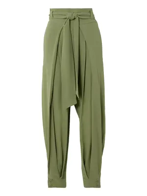 Loro Piana Gralan Belted Tapered Pants - Green