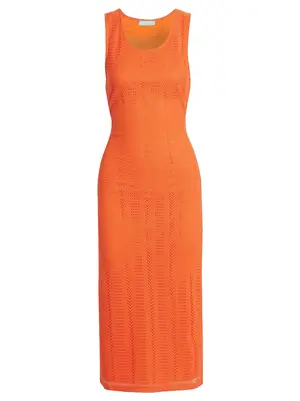 Melissa Odabash Hailey Cutout Crochet Midi Dress - Orange