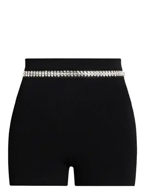 Rabanne Crystal-embellished Ribbed-knit Shorts - Black