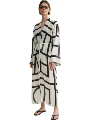 TOTEME Monogram Wrap Dress Ecru/black - Ecru,black