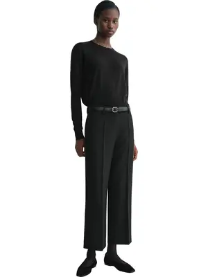 TOTEME Cropped Straight Trousers - Black