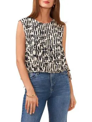 Vince Camuto Abstract Print Crêpe De Chine Top - Classic Navy
