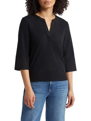 Wit & Wisdom Wit & Wisdom Split Neck Top Black