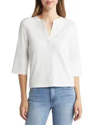 Wit & Wisdom Wit & Wisdom Split Neck Top Off White