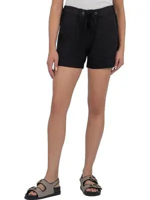 Kut From The Kloth KUT From The Kloth Katana Drawstring Linen Blend Shorts Black Jm