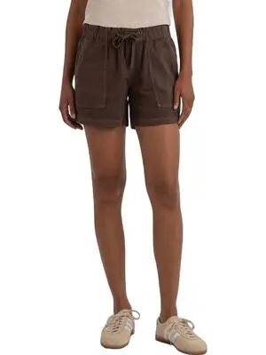 Kut From The Kloth KUT From The Kloth Katana Drawstring Linen Blend Shorts Chocolate