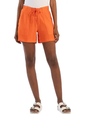 Kut From The Kloth KUT From The Kloth Katana Drawstring Linen Blend Shorts Papaya