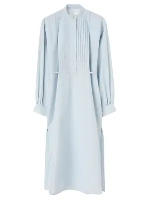 JIL SANDER Long-sleeve Pinstripe Midi Dress - White