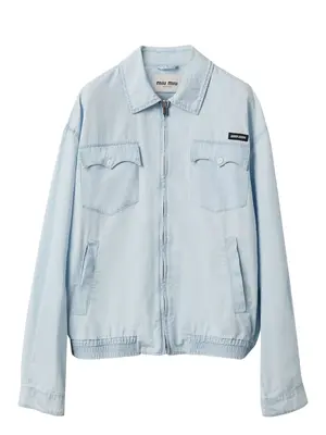Miu Miu Chambray Blouson Jacket - Blue