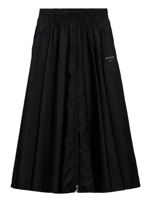 Prada Triangle-logo Zipped Midi Skirt - Black