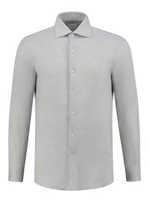 FINAMORE 1925 Long-sleeved Mélange Shirt - Grey