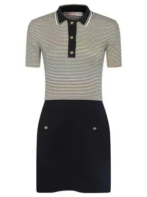 Valentino Garavani Striped Polo Mini Dress - Black