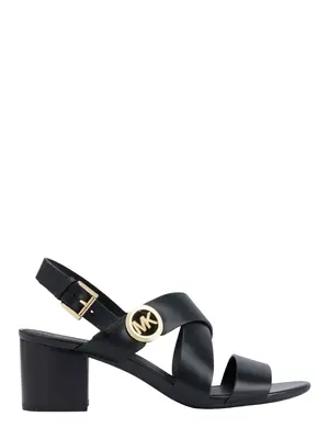 Michael Kors Vera Logo-plaque Leather Sandals - Black