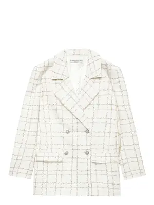 Alessandra Rich Double-breasted Tweed Blazer - White