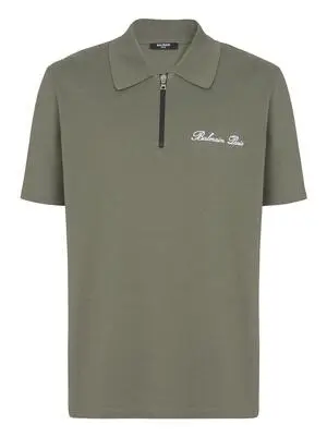 Balmain Embroidered-logo Polo Shirt - Green