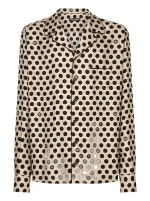 Dolce & Gabbana Polka Dot-print Silk Shirt - Neutrals