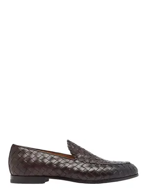 SCAROSSO Vittorio Interwoven Leather Loafers - Brown