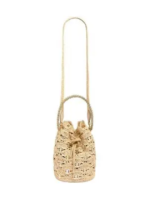 Rabanne 1969 Raphia Wave Paco Bucket Bag - Neutrals