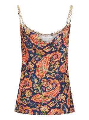 Rabanne Paisley-print Chain-detail Tank Top - Blue
