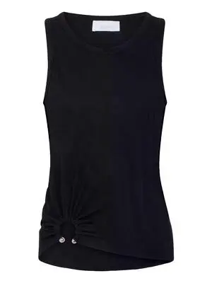 Rabanne Asymmetric Gathered-detail Tank Top - Black