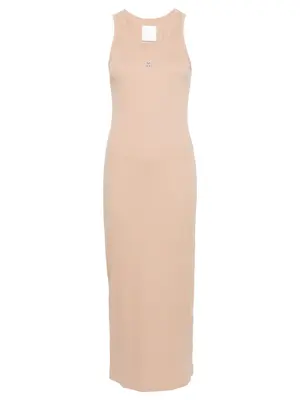 Givenchy 4g-plaque Ribbed Maxi Dress - Neutrals