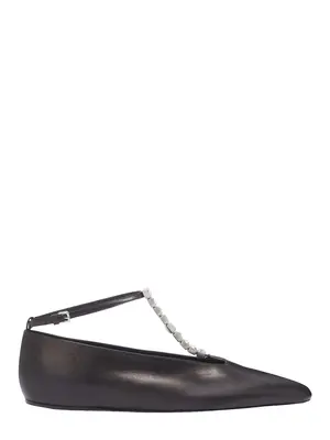JIL SANDER Crystal-embellished Ballerina Shoes - Black