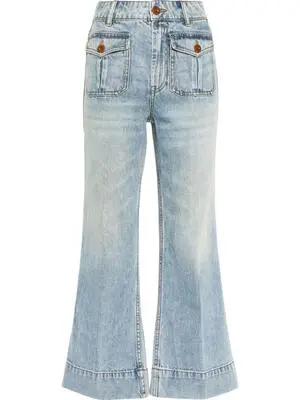 Zimmermann Flared Cropped Jeans - Blue