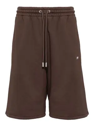 Off-White Diag-stripe Cotton Track Shorts - Brown