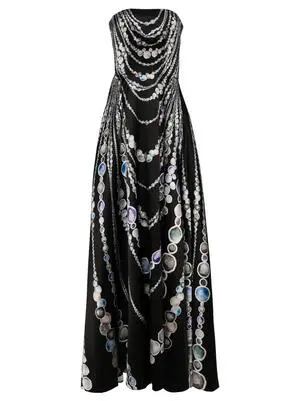 SAIID KOBEISY Graphic-Print Mikado Gown