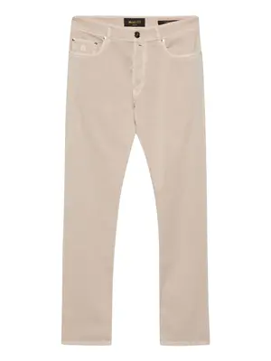 MOORER Logo-embroidered Tapered Trousers - Neutrals