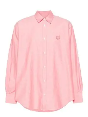 Maison Kitsuné Contour Fox Head-embroidery Cotton Shirt - Pink