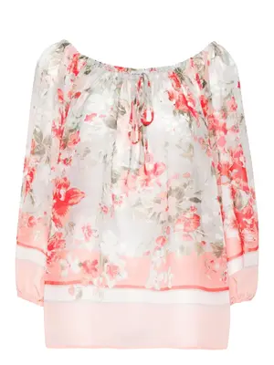 ERMANNO FIRENZE Floral-print Crepe Blouse - Grey