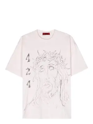 424 Sketch-print Cotton T-shirt - Pink