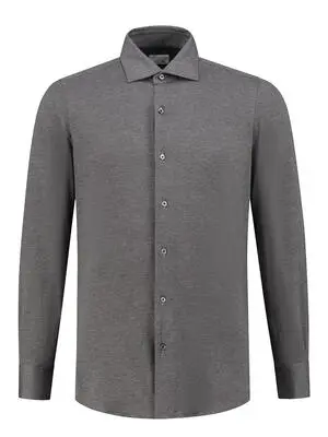 FINAMORE 1925 Long-sleeved Cotton-blend Shirt - Grey