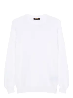 MOORER Ribbed Crew-neck Jumper - White
